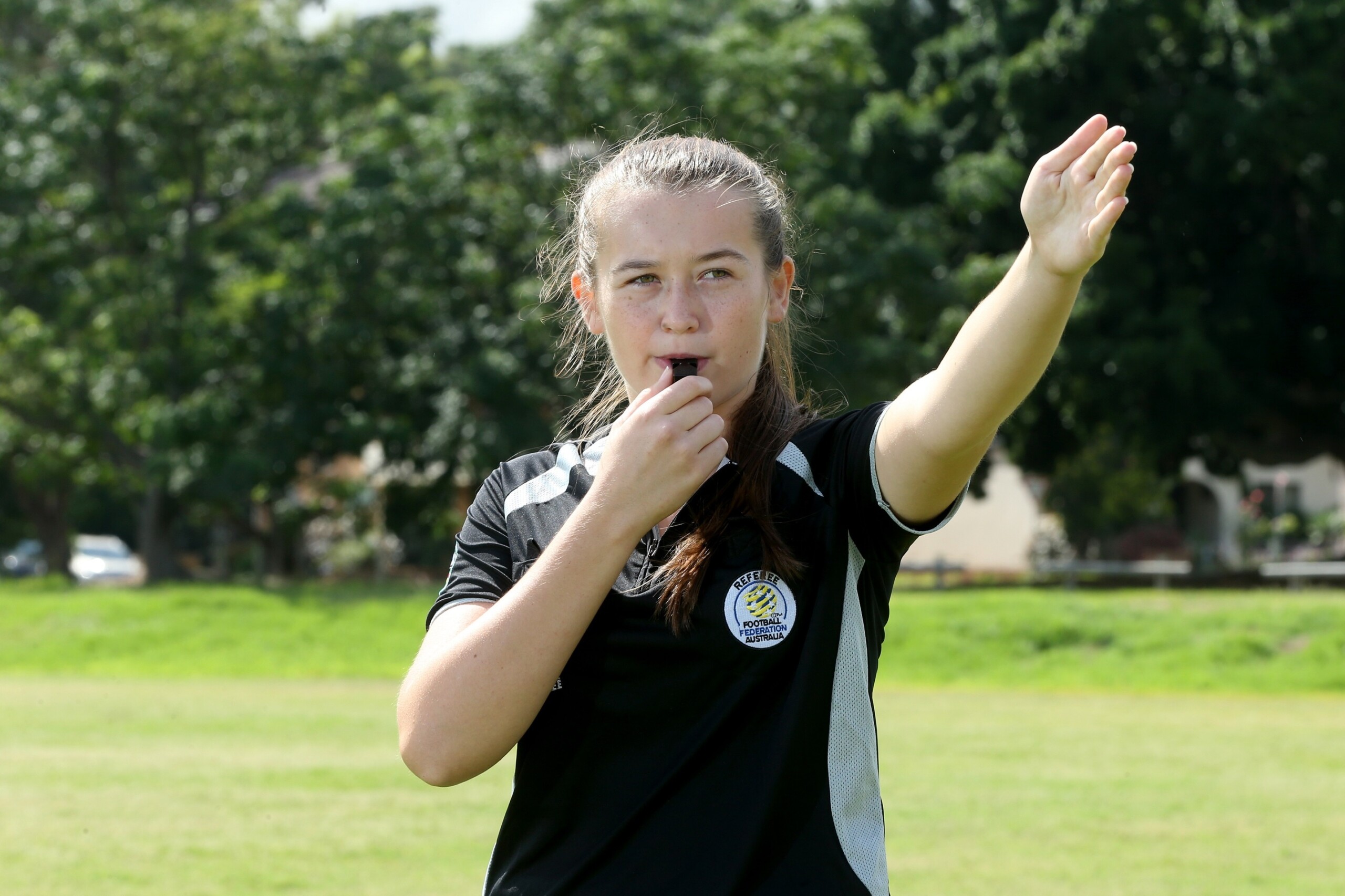 Alexandra Georgopoulos flying the Australian Flag in Berlin - Football NSW